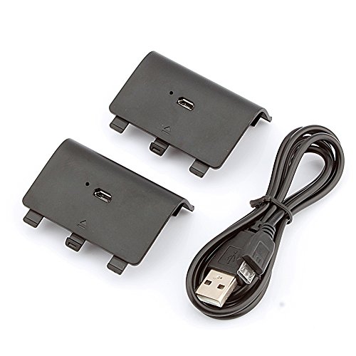 Battery Charger with USB Port, 4X 2400mAh Rechargeable Battery Pack Kit Charging Cable for Xbox One Controller