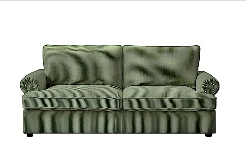 Container Furniture Direct Reversible Sleeper Sofa with Memory Foam Mattress, Comfortable and Durable Full Size Bed Couch for Living Rooms, Upholstered with Corduroy Fabric, 70" Wide, Dark Green
