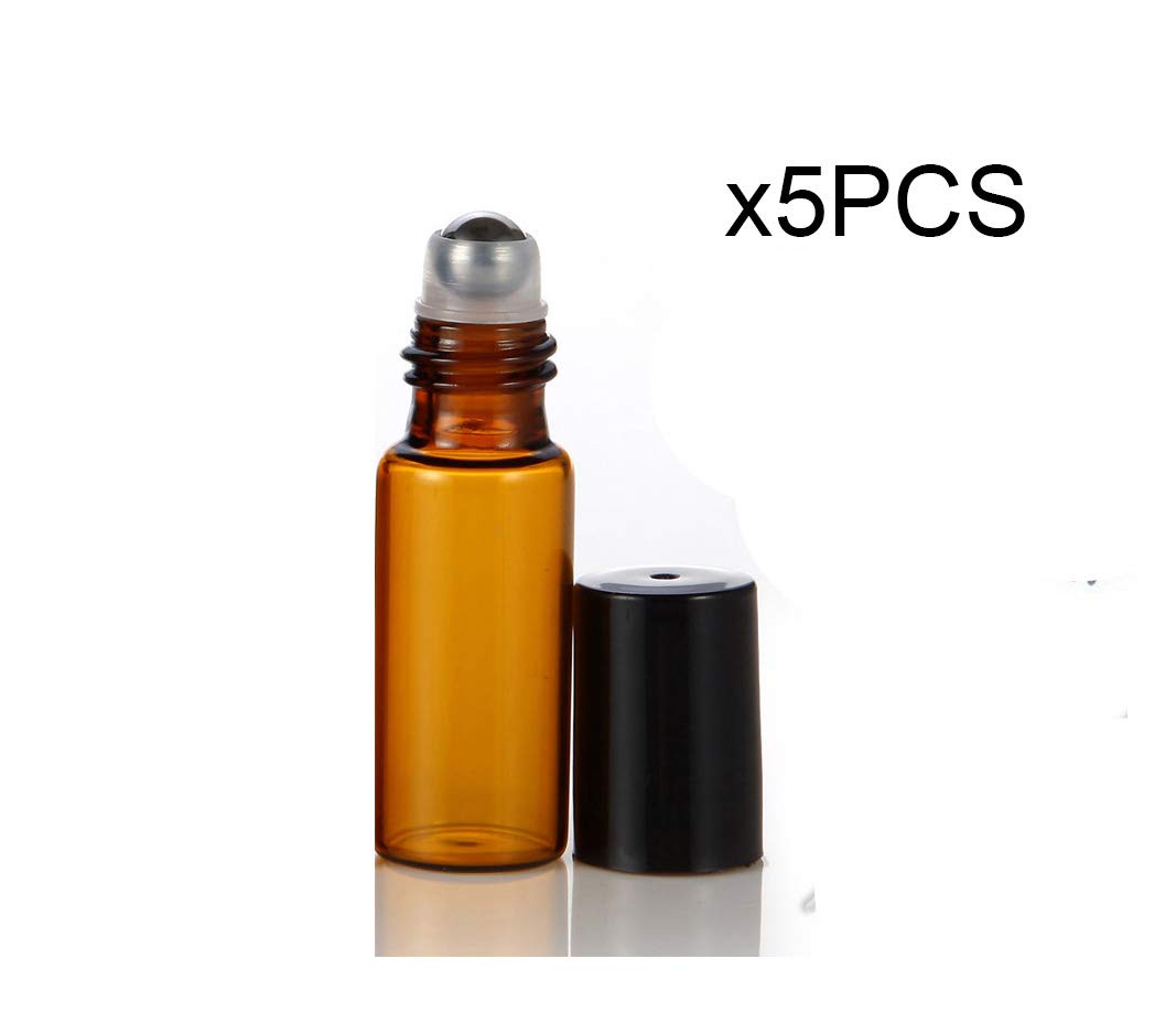 Elfenstall 10pcs 5ml 1/6oz Amber Mini Glass Bottle Amber Sample Vial Small Essential Oil Bottle with Glass Eye Dropper + Roller on Perfume bottle 1pc Clean Cloth + 1pc 3ml dropper