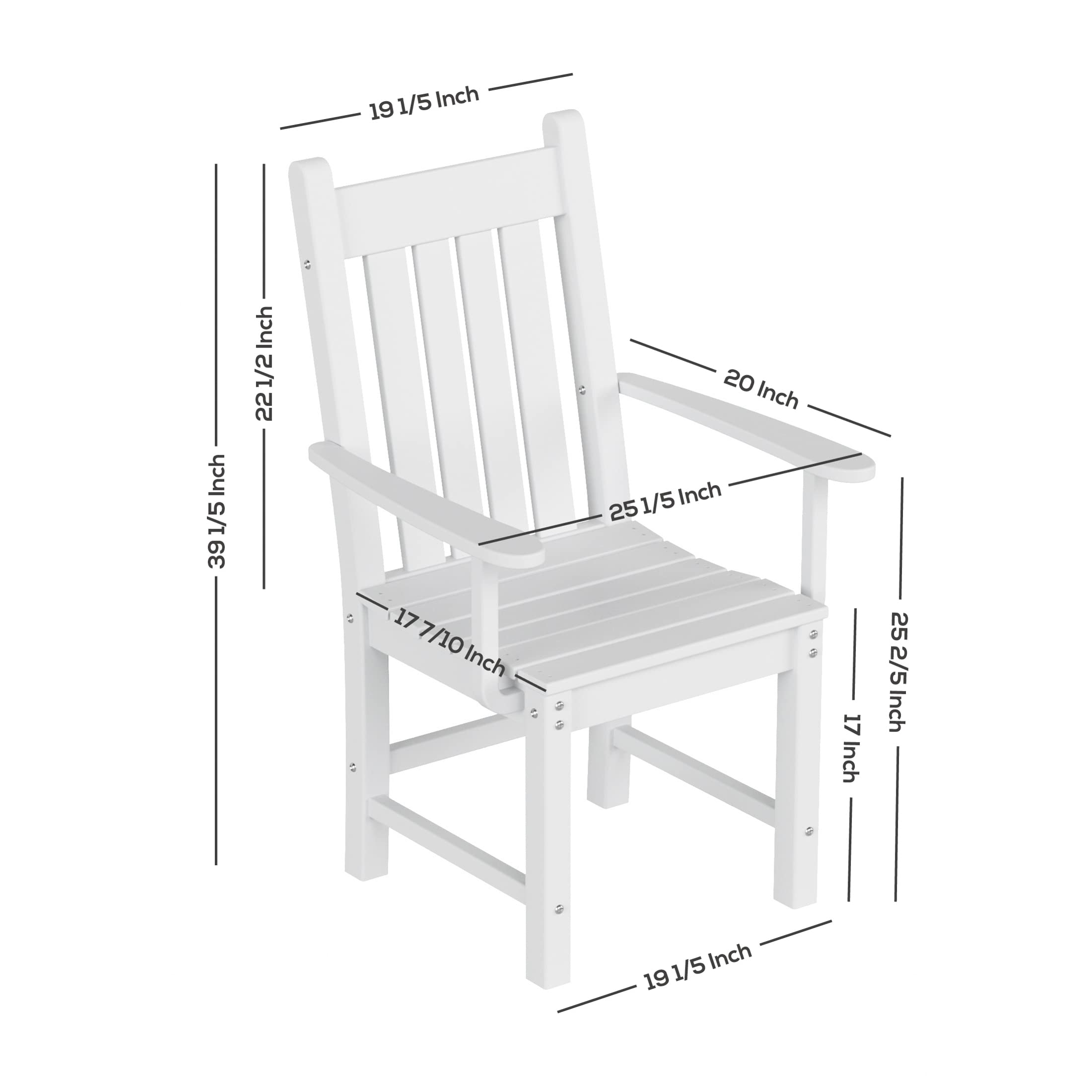WestinTrends Malibu Classic Outdoor Dining Chairs with Arms, All Weather Poly Lumber Adirondack Patio Chairs Restaurant Bistro Chairs Support 350 LBS, Arched Backrest and Curved Seat, Weathered Wood