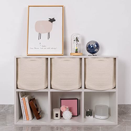CubesLand Woven Baskets for Organizing /Storage 11x11'' for Cube Storage Organizer/Shelves,Cube Shelves Cloth Closet Basket Bins, Rope Storage Bins 4 Packs Off White