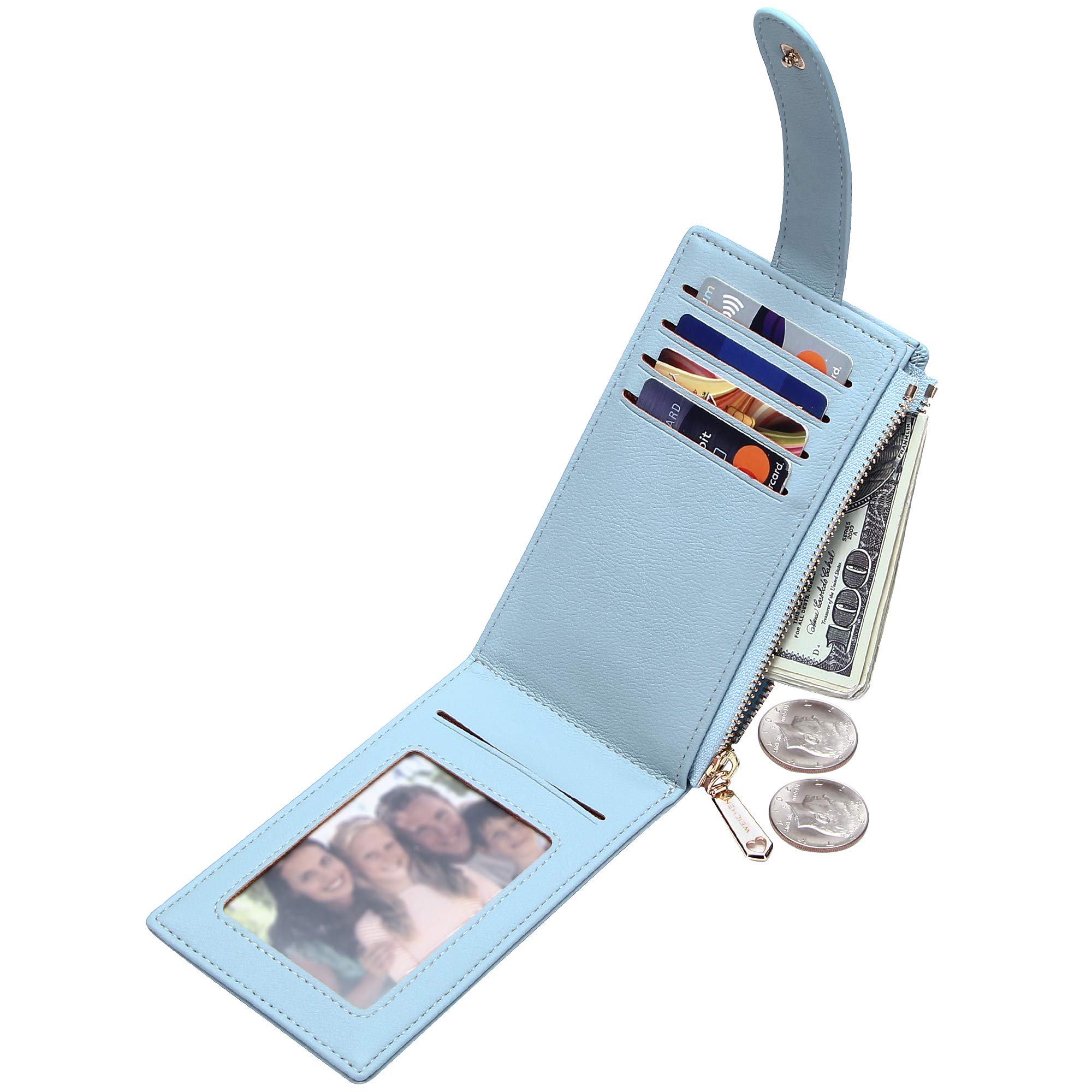 Badiya RFID Card Holder Wallet for Women Slim Wallets Bifold Multi Card Case Zipper Coin Purse