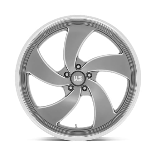 US Mags U133 DESPERADO Anthracite Milled Diamond Cut Milled Finish Wheel with Aluminum (24 x 9. inches /5 x 127 mm, 1 mm Offset)