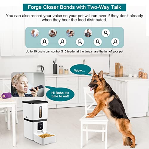 DoHonest Automatic Dog Feeder with Camera: 5G WiFi Easy Setup 8L Motion Detection Smart Cat Food Dispenser 1080P HD Video Recording 2-Way Audio Timed Pet Feeder App Control Night Vision S15