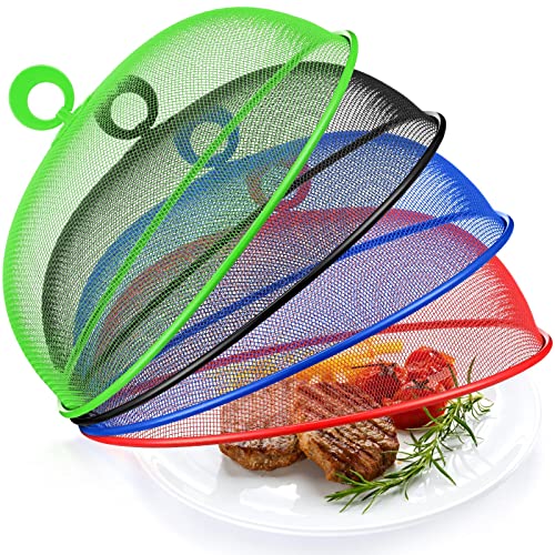 Metal Food Tent Mesh Food Covers Outdoor Food Covers Round Food Nets for Outdoors Reusable Fruit Cover Against Fruit Flies for Table Picnic Camping (8 Pcs)