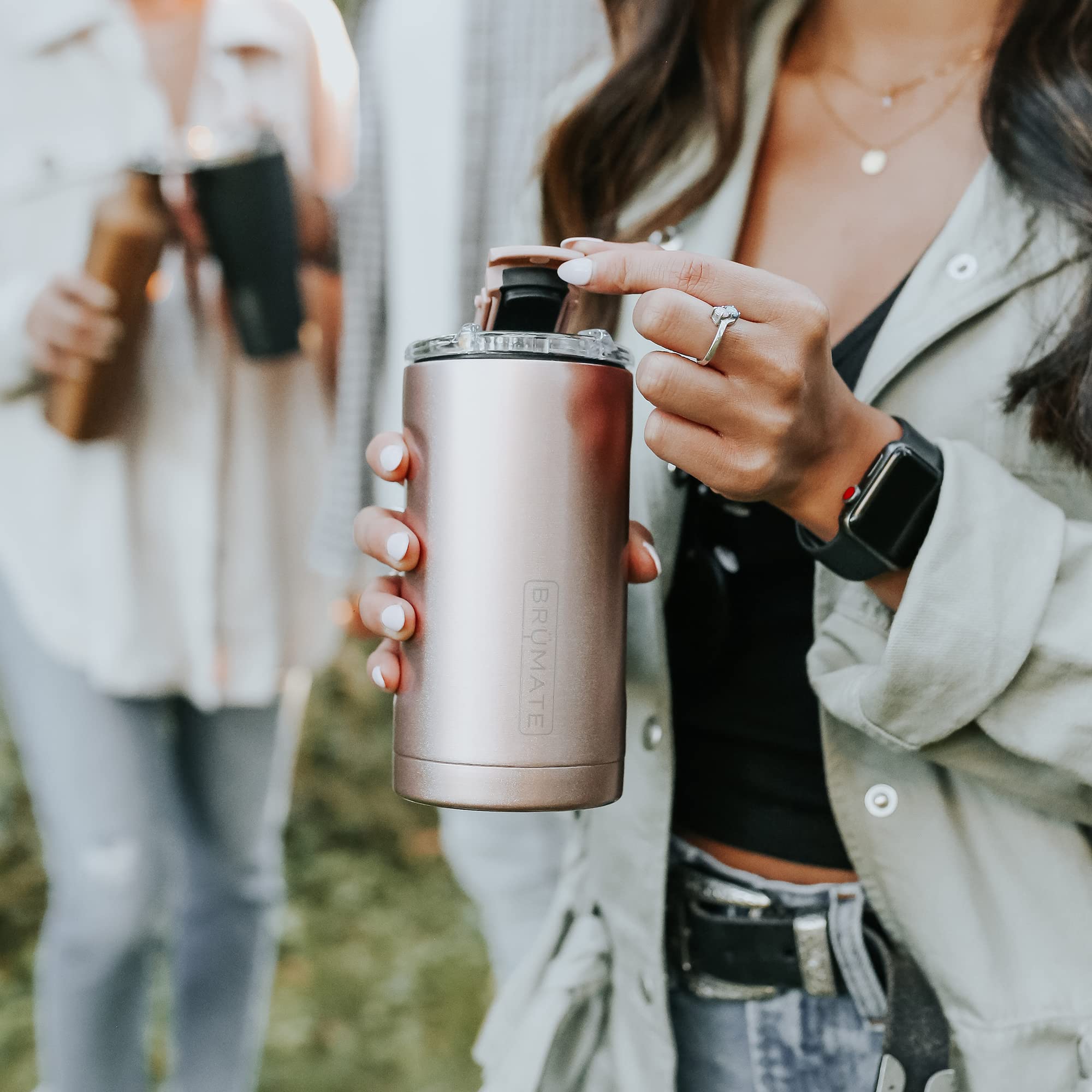 BrüMate Hopsulator Trio 3-in-1 Insulated Can Cooler for 12oz / 16oz Cans + 100% Leak Proof Tumbler with Lid | Insulated for Beer, Soda, and Energy Drinks (Stainless Steel)