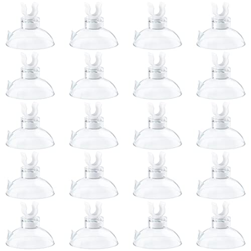 Pawfly Aquarium Suction Cup Clips for Standard 3/16" ID Airline Tubing Clear Air Hose Holder Clamp Accessories for Fish Tank Aeration Setup, 20 Pack