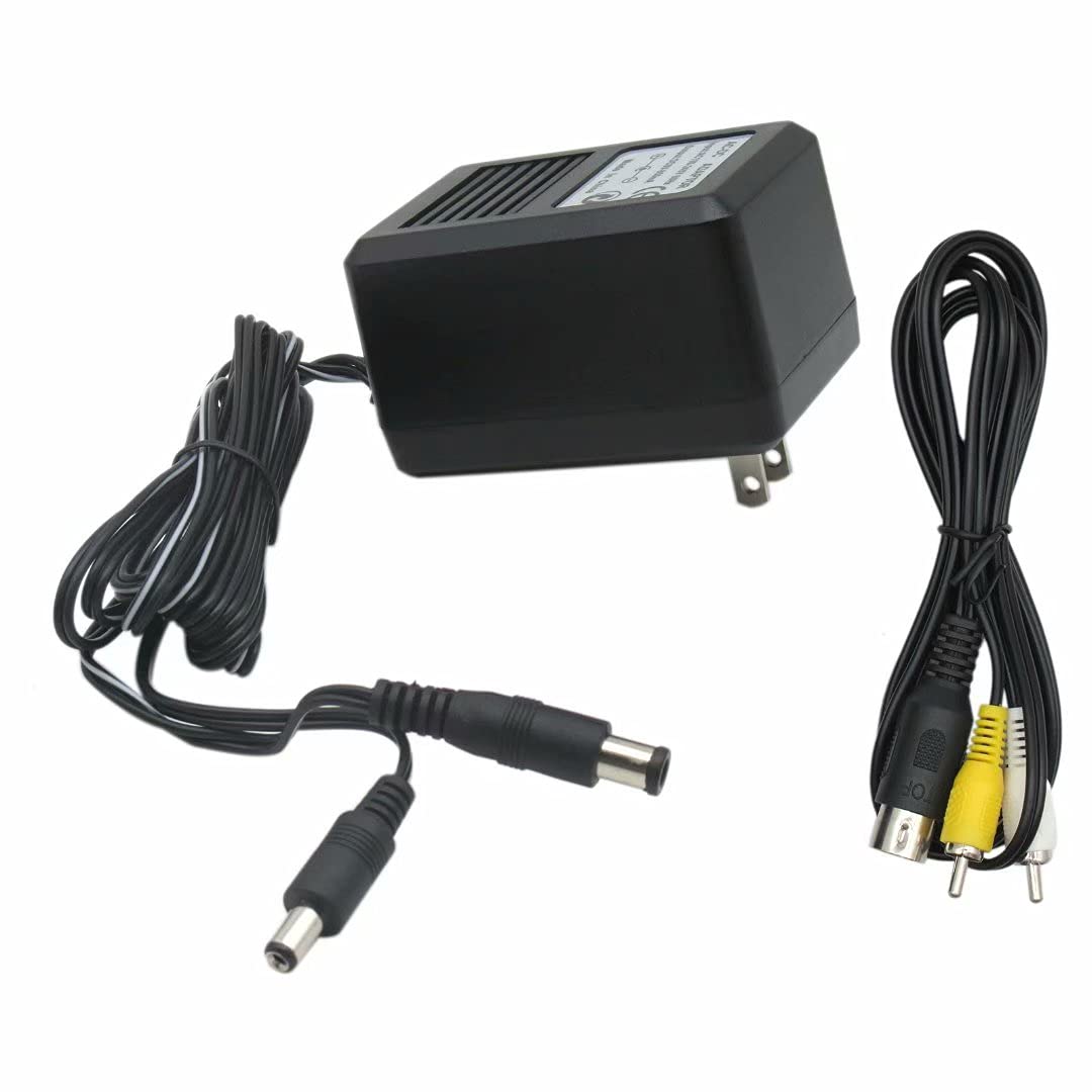 USonline911 Premium Audio Video RCA AV Cable Adapter Cord + AC Power Supply to External TV Screen Monitor for SEGA Genesis 1 Original MK1601 Gaming Systems Console Game Bundle Set