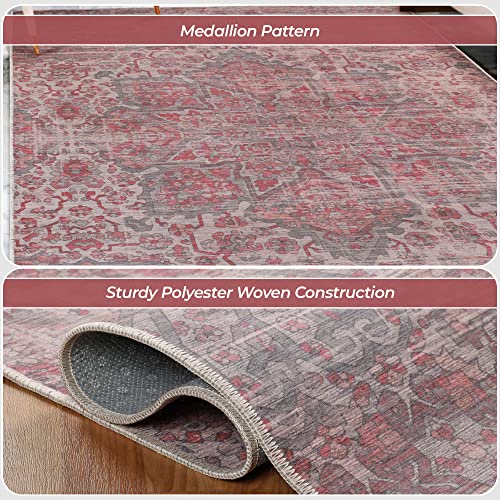 BNM Indoor Area Rug, Non-Slip Backing for Kids or Pets, Entryway, Living Room, Kitchen, Dorm, Bedroom, Hallway, Machine Washable Rugs, Floor Cover, Bohemian Rustic Home Decor, 6' x 9', Teal