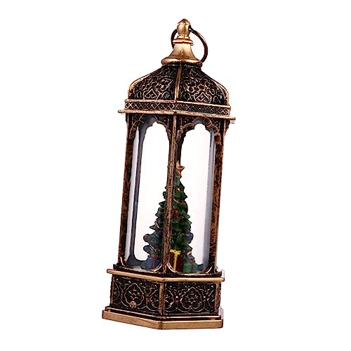 DOITOOL Christmas Lights Vintage Lantern LED Lantern Christmas Snow Globes Holiday Christmas Tabletop Lights Christmas Wind Lantern Plastic Xmas Light Vintage Christmas Light Tabletop Lamp