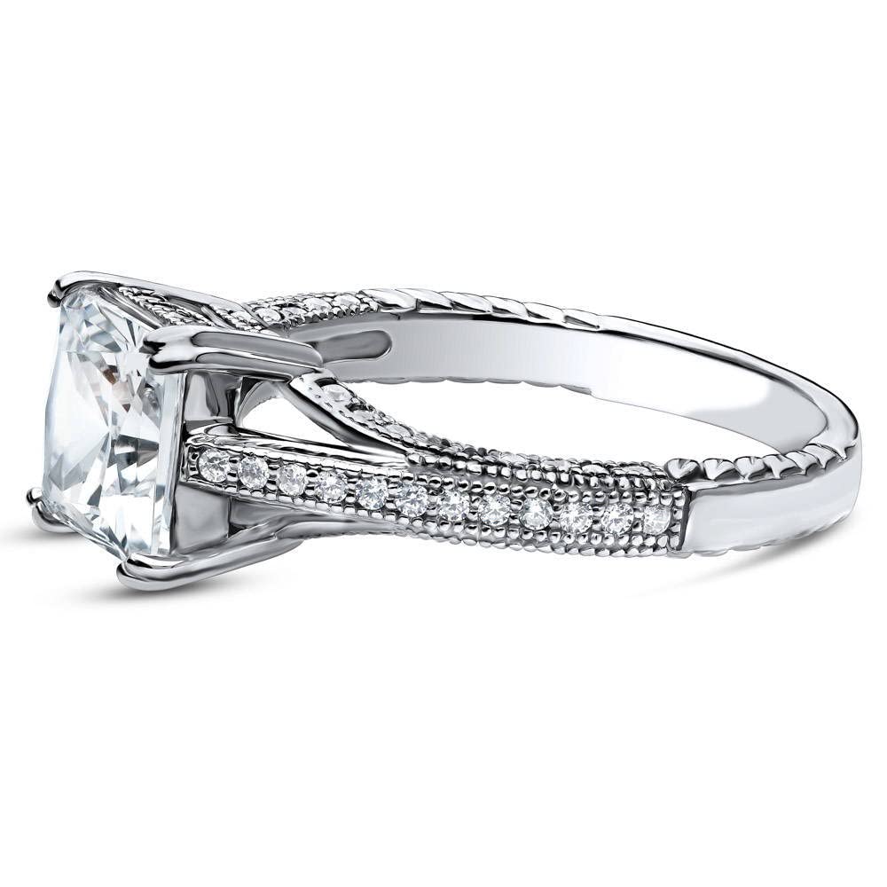 BERRICLE Sterling Silver Solitaire Wedding Engagement Rings 2 Carat Princess Cut Cubic Zirconia CZ Art Deco Promise Ring for Women, Rhodium Plated Size 4.5