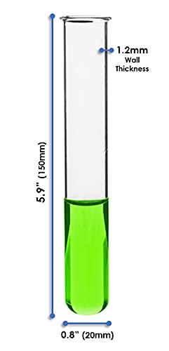 EISCO 32PK Test Tubes, 30ml - Borosilicate 3.3 Glass - 1.2mm Thick Walls, Beaded Rim - Superior Heat & Chemical Durability - 5.9" Tall, 0.8" Diameter