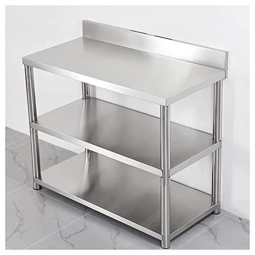 Metal Workbench, Stainless Steel Workbench, Stainless Steal Table, Work Table,restaurant Supplies Commercial Heavy Duty Table With Undershelf And Backsplash, For Restaurant, Home And Hotel ( Color : T
