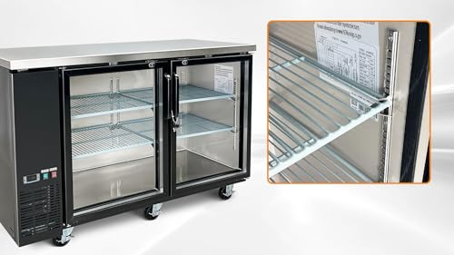 Elite Kitchen Supply Commercial Beer Back Bar Cooler Refrigerator, ETL NSF 2 Glass Door Bottle Display Fridge Cooler Merchandiser, LED Lighting, 60" W 15.8 cu.ft. Black CBB60H