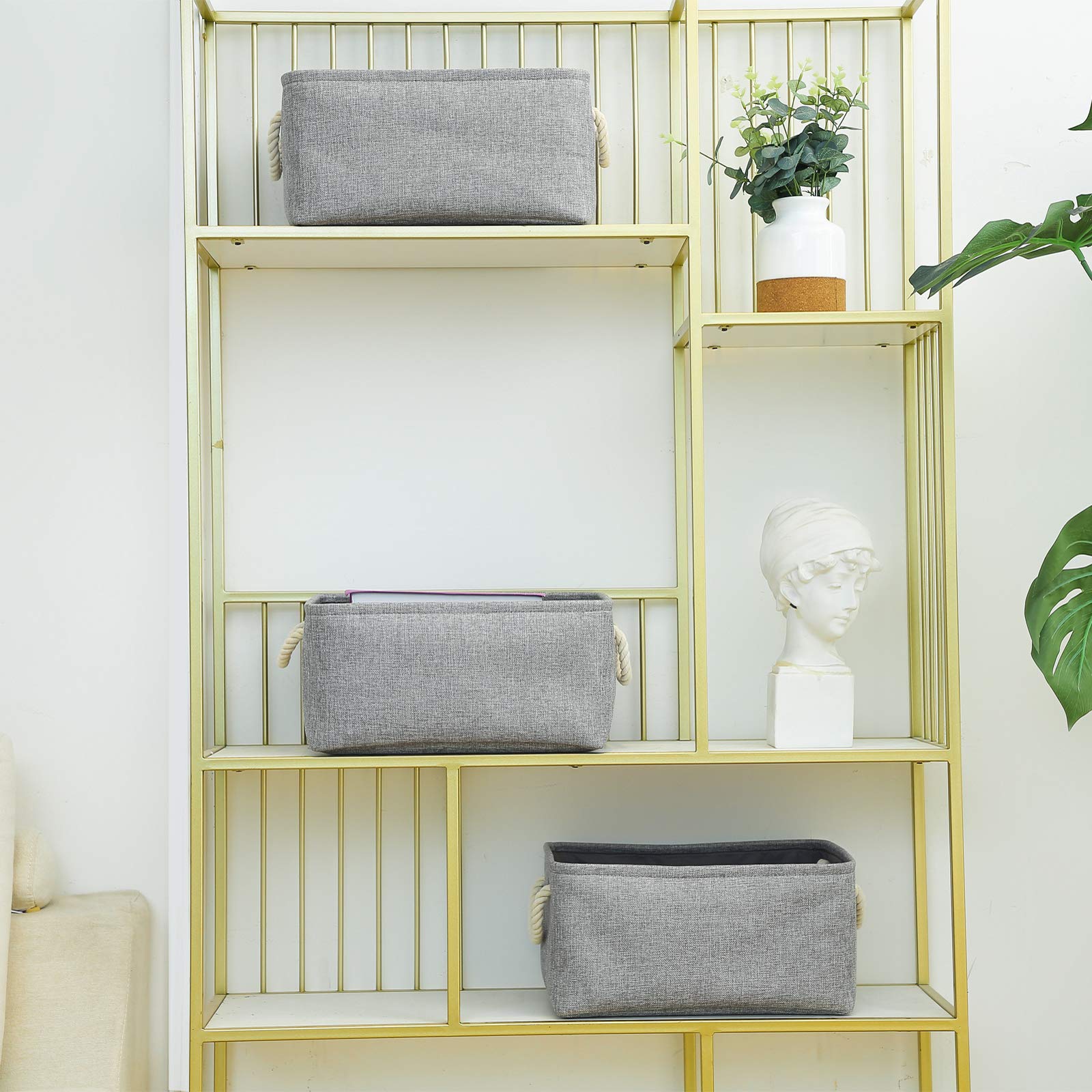 Foldable Storage Baskets for Organizing Sturdy Fabric Storage Bins for Shelves Storage Box with Handles for Home as Toy Clothes Storage (Gray 1PCS)