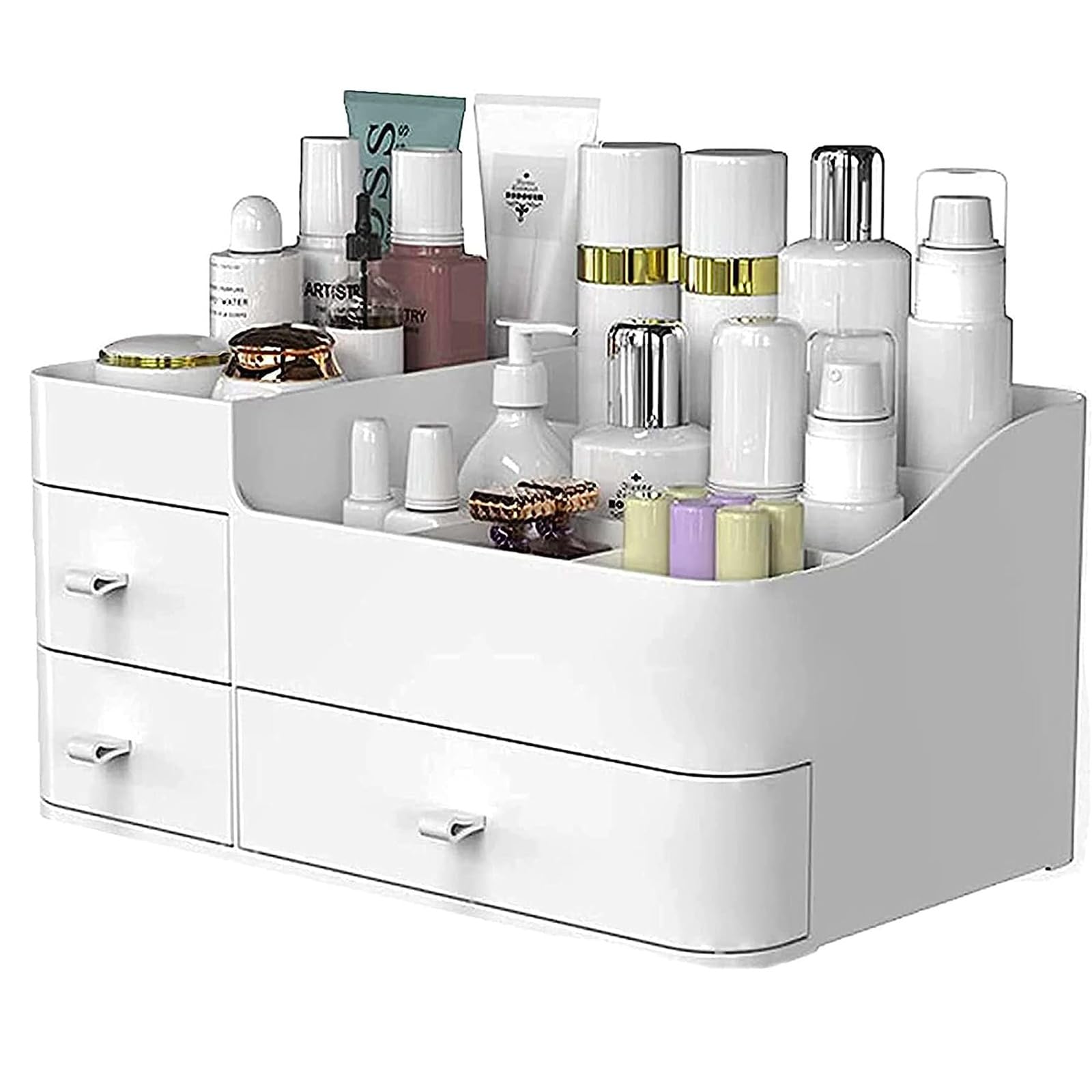 BREIS Makeup Organizer,Large Countertop Skincare Organizers for Vanity, Dresser Bathroom Organization and storage for Cosmetics Brushes Perfume Eyeshadow Lotion Gel Nail Polish Lipstick(White)
