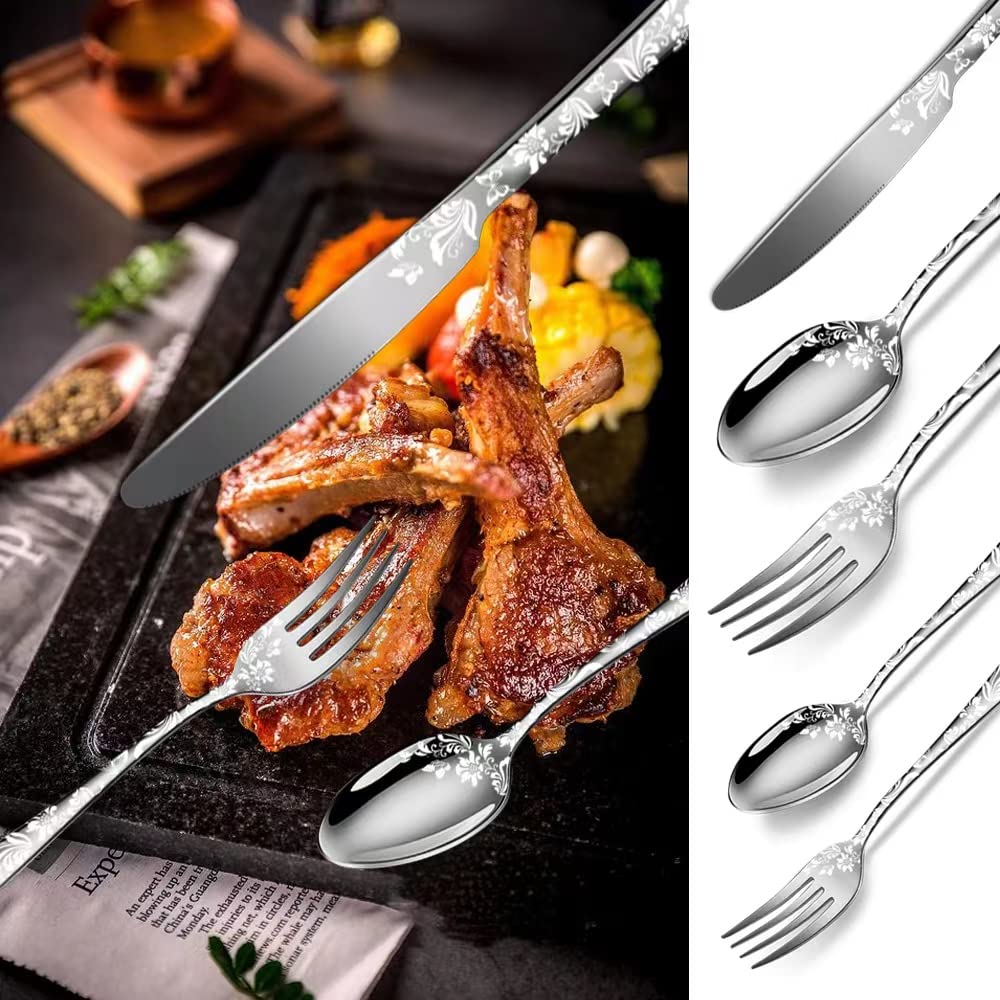 BXNSEN Silverware Set, 20 Piece Stainless Steel Flatware Set, Silverware Set for 4,Mirror Polished Cutlery Set, Tableware Set Includes Knife, Fork, Spoon