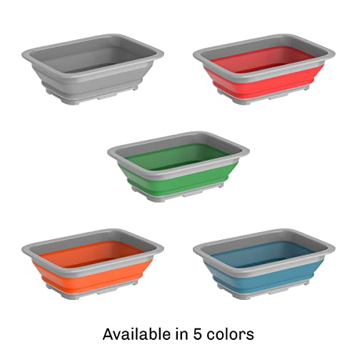 Collapsible Ice Bucket - 10-Liter Portable Outdoor Multi-Use Basin, Dish Tub, and Storage Basket for Camping and Tailgating by Wakeman (Orange)