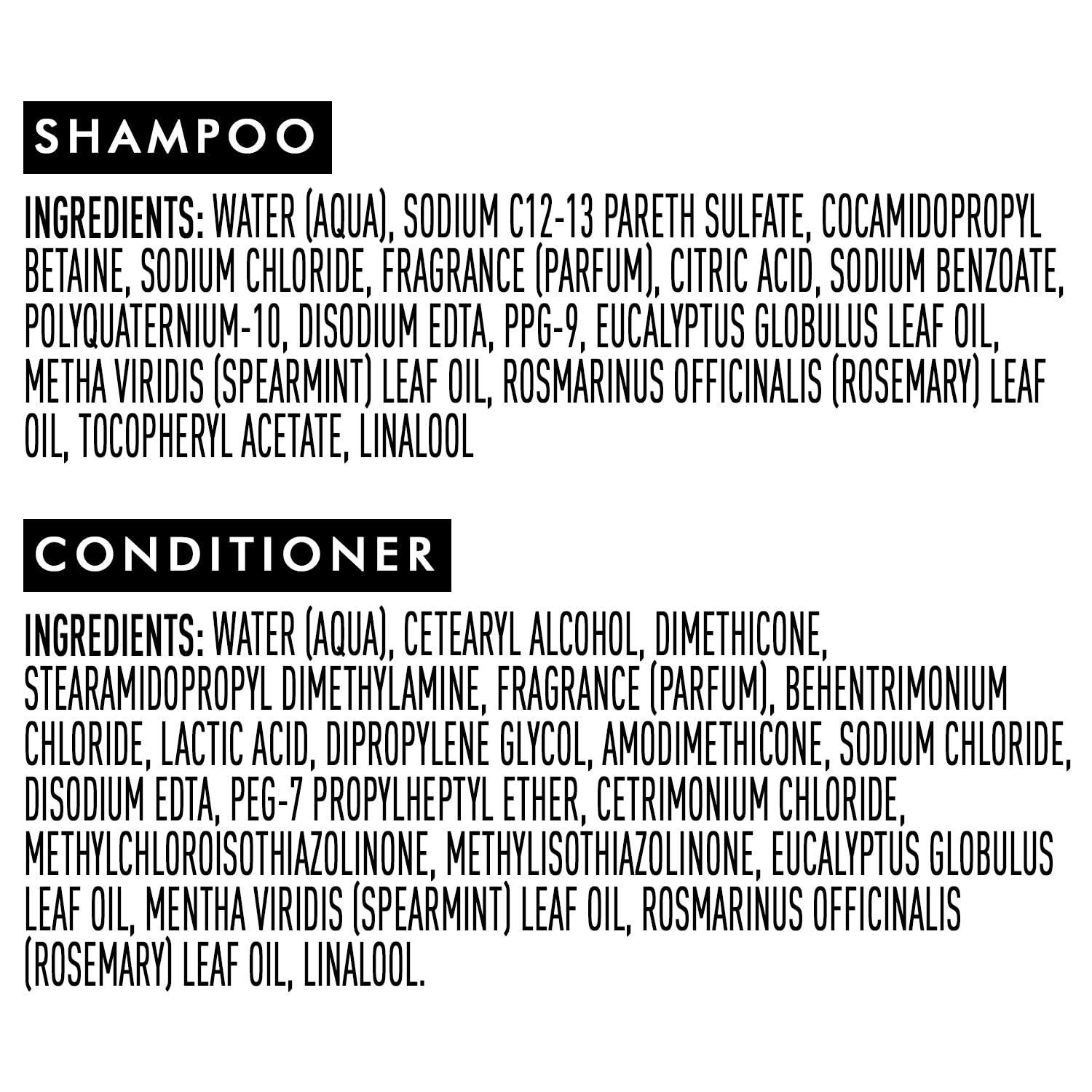Suave Shampoo and Conditioner, Rosemary & Mint β Invigorating Formula with 100% Natural Essential Oils, 12.6 Oz Ea
