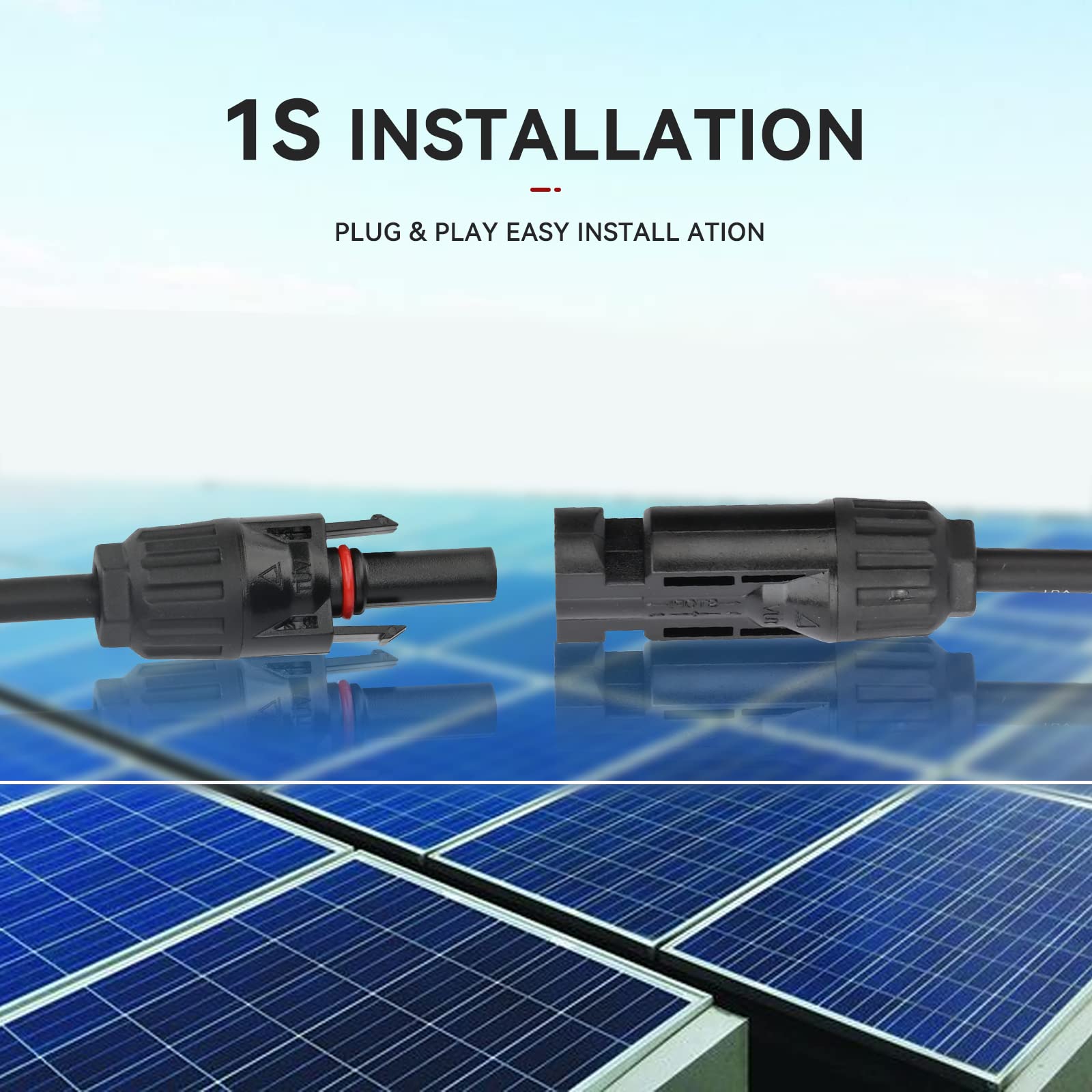 cenyb Solar Y-Branch Connectors 30A,DC 1000V 1 to 2 Parallel Adapter Wire Plug for Solar Panel (1Pair M/FF&F/MM)
