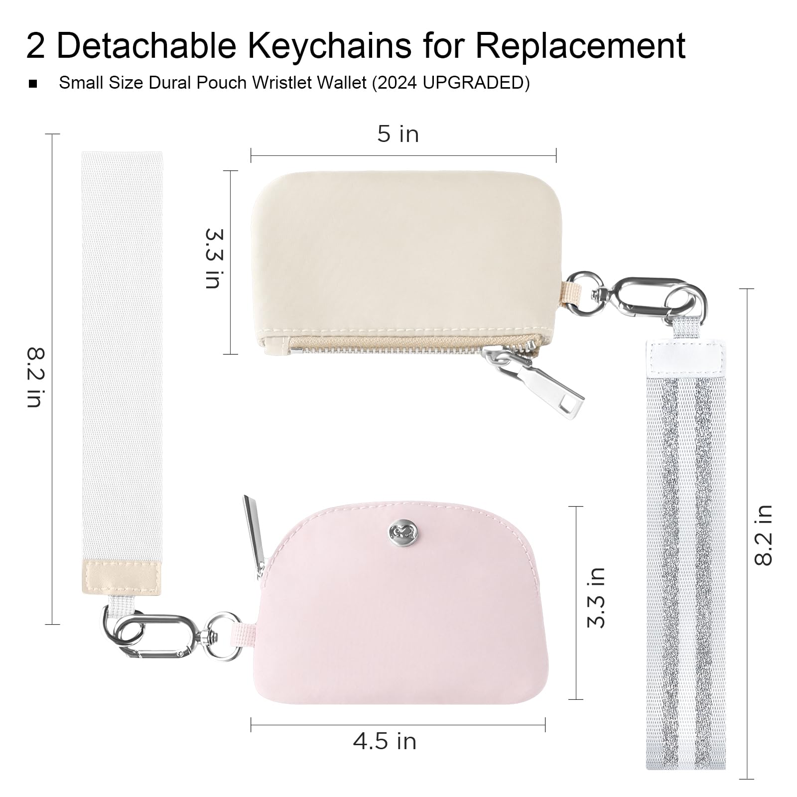 Babysun Zip Around Dual Pouch Wristlet Portable Wristlet Wallet Detachable Coin Purse Pouch for Women (Acripot+Pink)