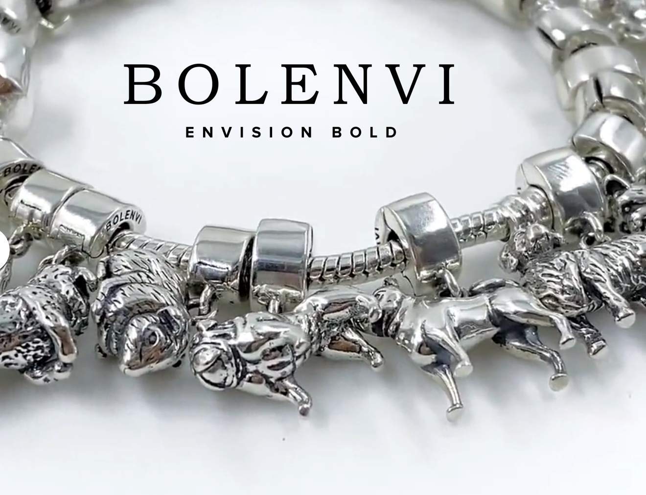 Bolenvi Pitbull American Pit Bull Terrier Bully Dog 925 Sterling Silver Pendant Charm Bead for Pandora & Similar Charm Bracelets or Necklaces