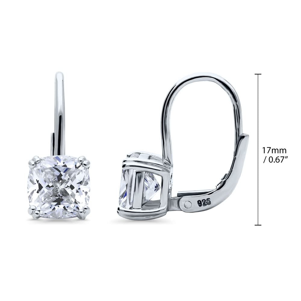 BERRICLE Sterling Silver Cubic Zirconia CZ Fashion Leverback Dangle Drop Earrings for Women, Rhodium Plated