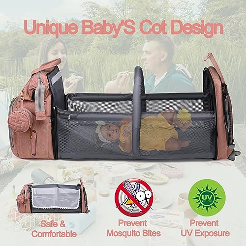 HuangDa Diaper Bag Backpack, Multifunction Baby Diaper Bags, Waterproof Baby Essentials Travel Bag for Baby Girl Boy, Large Capacity Mommy Bag with Changing pad & Stroller Straps & Pacifier Case