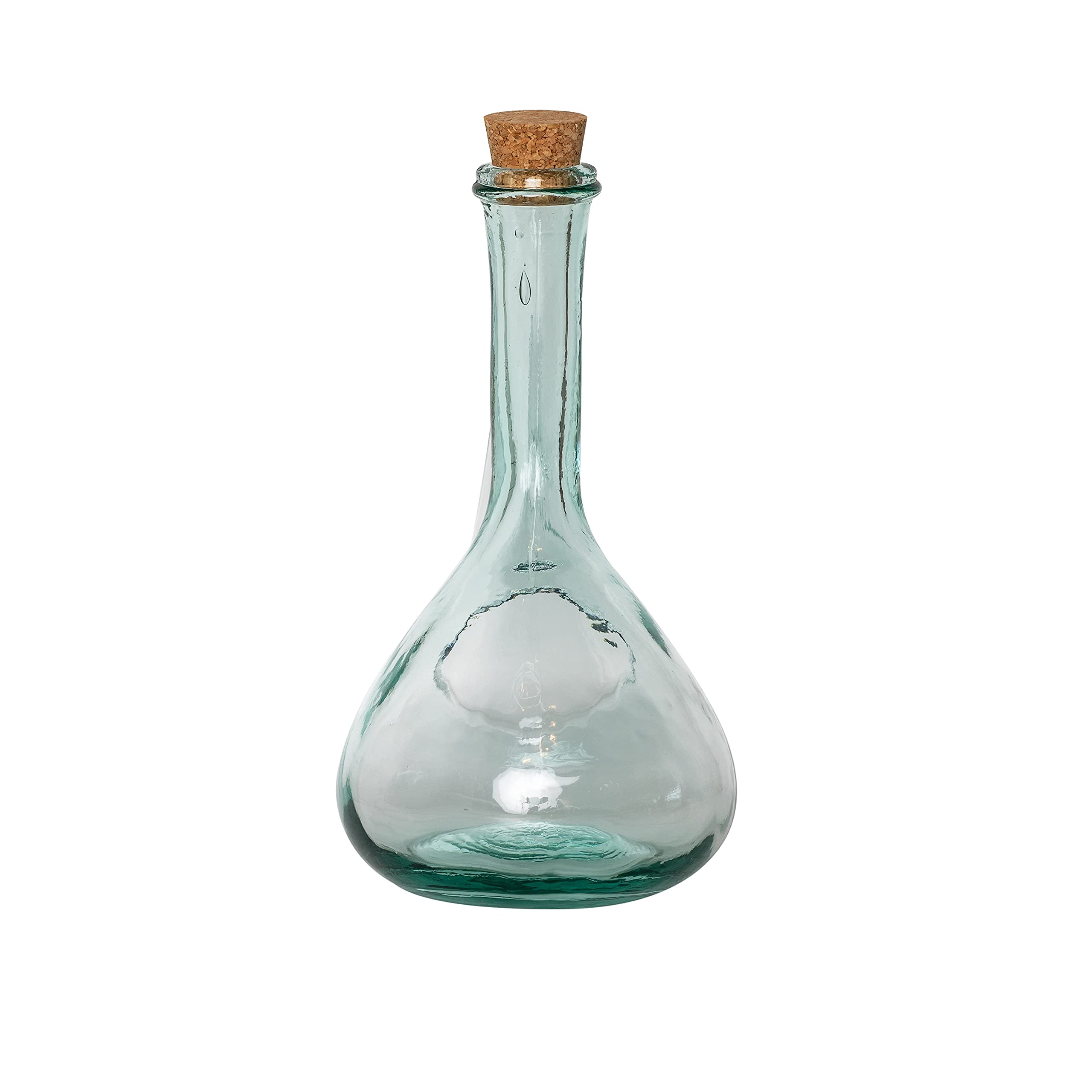 Brule Spanish Porron Wine Pitcher Decanter and Aerator, 750 mL Carafe, Elegant Glass Pourer with Bottle Stopper, Decorative Kitchen and Dining Room Glassware, Red and White Wines