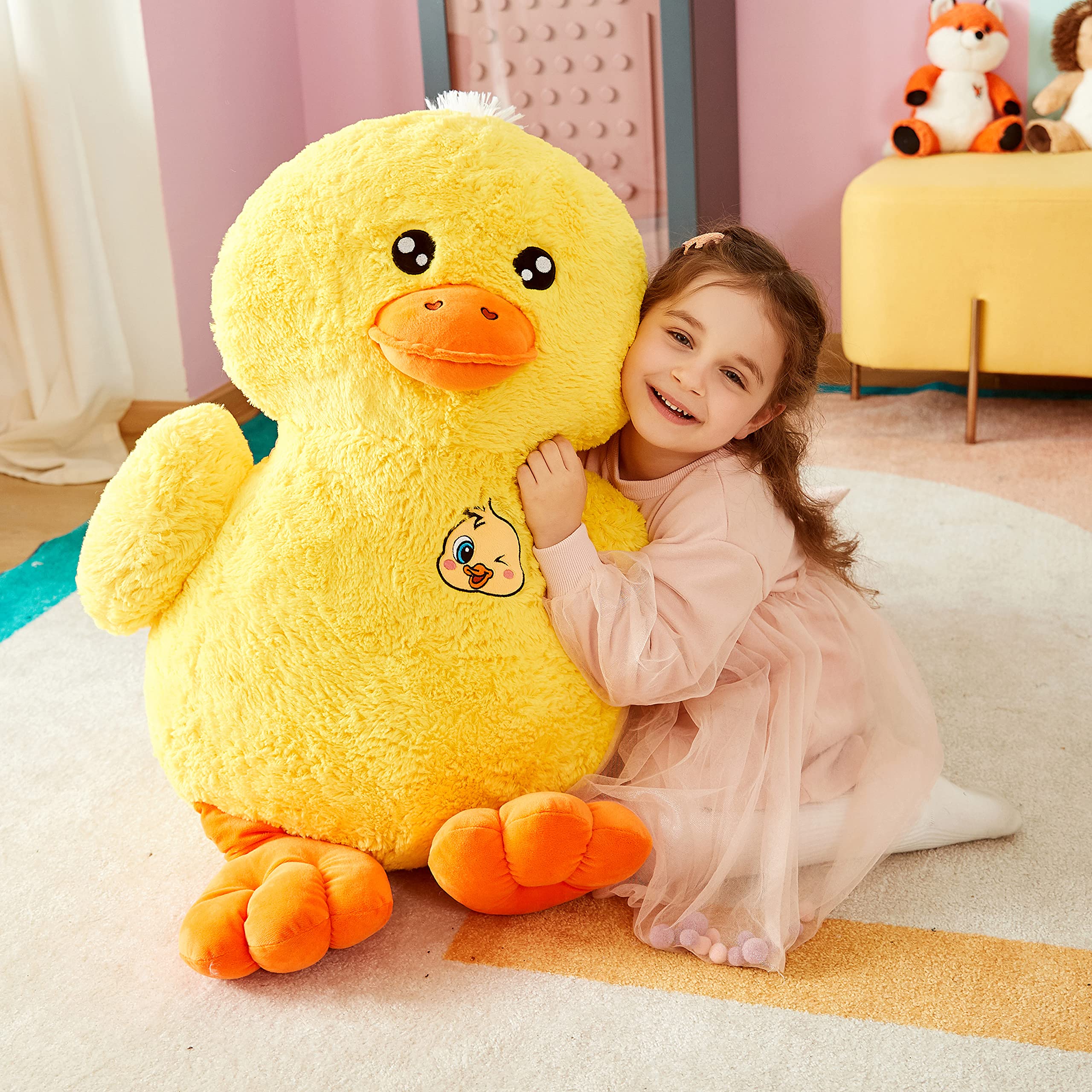 IKASA Large Duck Stuffed Animals Giant Soft Plush Toy,19" Cute Huge Jumbo Fluffy Plushy Big Size Fat Plushie,Gifts for Kids(Yellow, 19 inches)