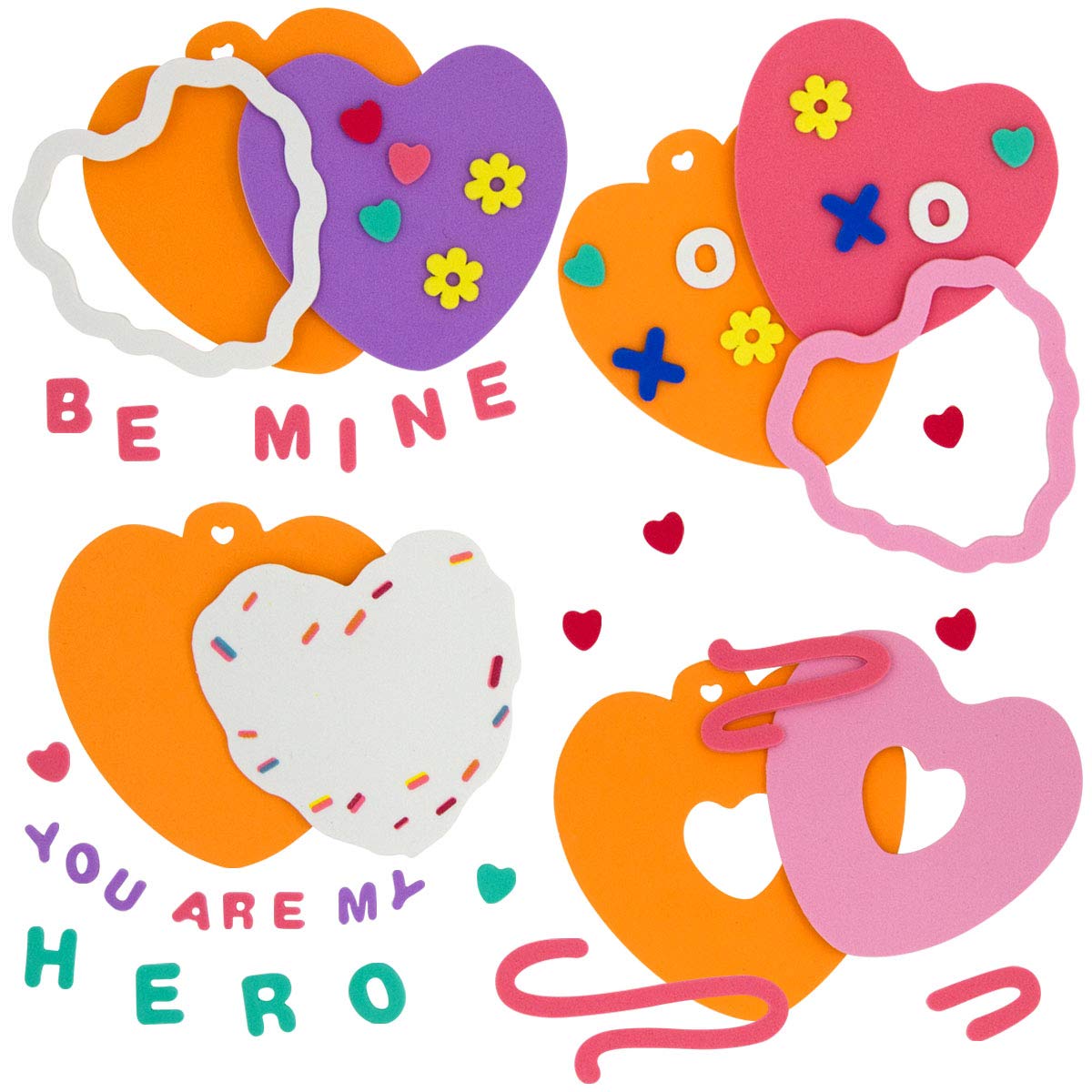 Valentines Day Foam Heart Crafts Kit in Bulk for Kids Classroom Exchange Gifts Party Favor Valentines Day Craft 12Pcs
