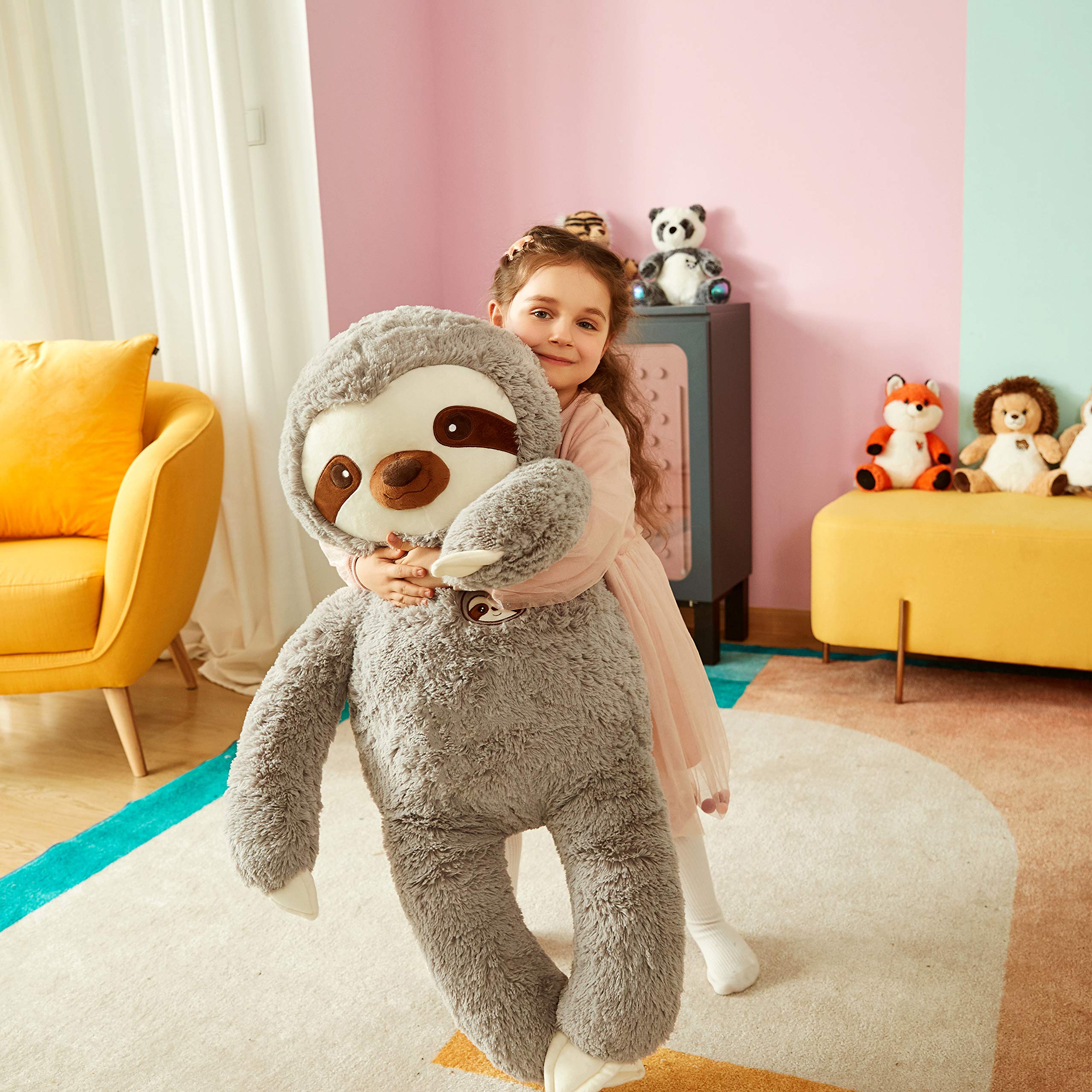 IKASA Large Sloth Stuffed Animal Plush Bradypode Toy for Children (Gray, 30 inches)