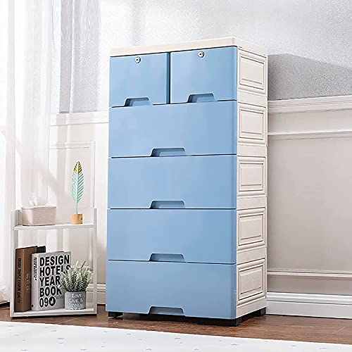 Plastic Drawers Dresser, Blue Multi-Layer Drawer Storage Cabinet, Sorting Storage Cabinet, Closet Organizer Unit for Apartment or Family,19.7"W x 13.8"D x 40" H