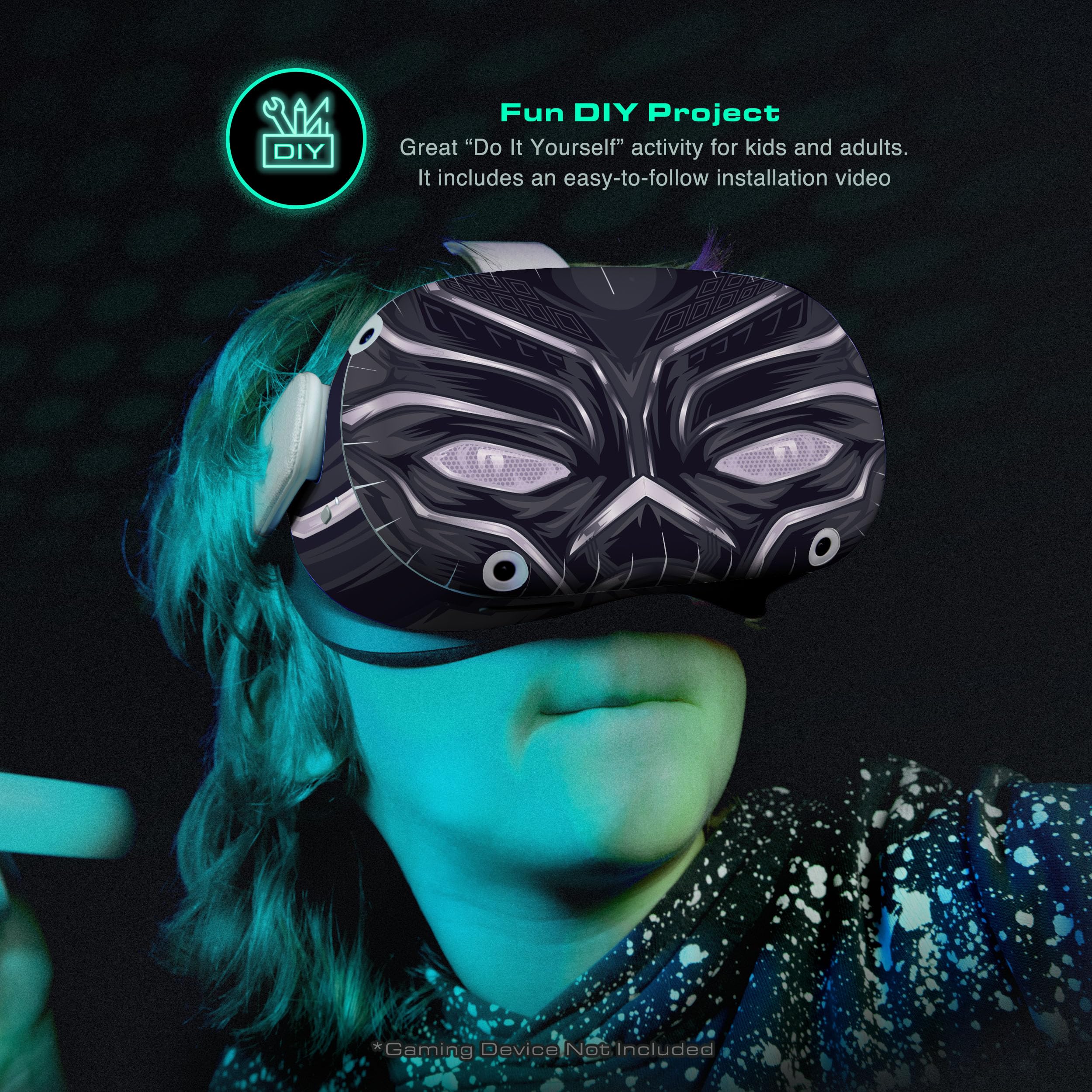 Black Cat Helmet Skin Wrap Decal for Oculus Quest 2 - Easy to Apply Vinyl - Detailed Video Instructions Included