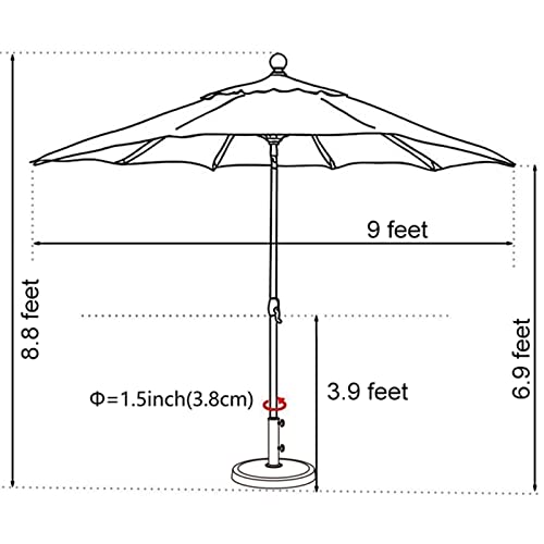 EliteShade USA 10-Year-Non-Fading Sunumbrella 9Ft Market Umbrella Patio Umbrella Outdoor Table Umbrella with Ventilation, Black