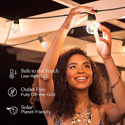Brightech Ambience Pro β Solar Power Remote Control Outdoor String Lights with Edison Bulbs β 12 Shatterproof, Commercial Grade LED Waterproof Patio Christmas Lights β 1W, 3,000K, Non-Hanging, 27 ft