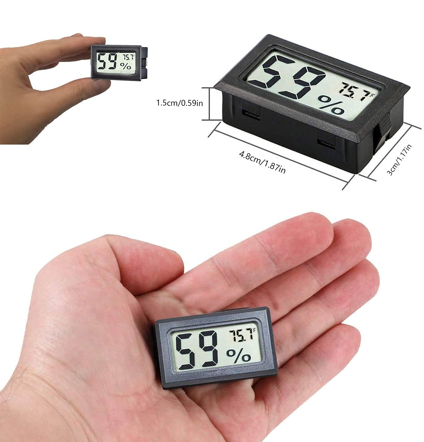 Mini Digital Thermometer and Humidity Meter, Hygrometer Without Probe, Hydrometer: Digital Temperature and Humidity Monitor for Reptile Incubator, Brooders, Garden, Greenhouse, Fridge, Experiment use