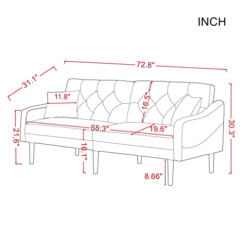 ERDAYE 64 inches Modern Loveseat Sofa, Green