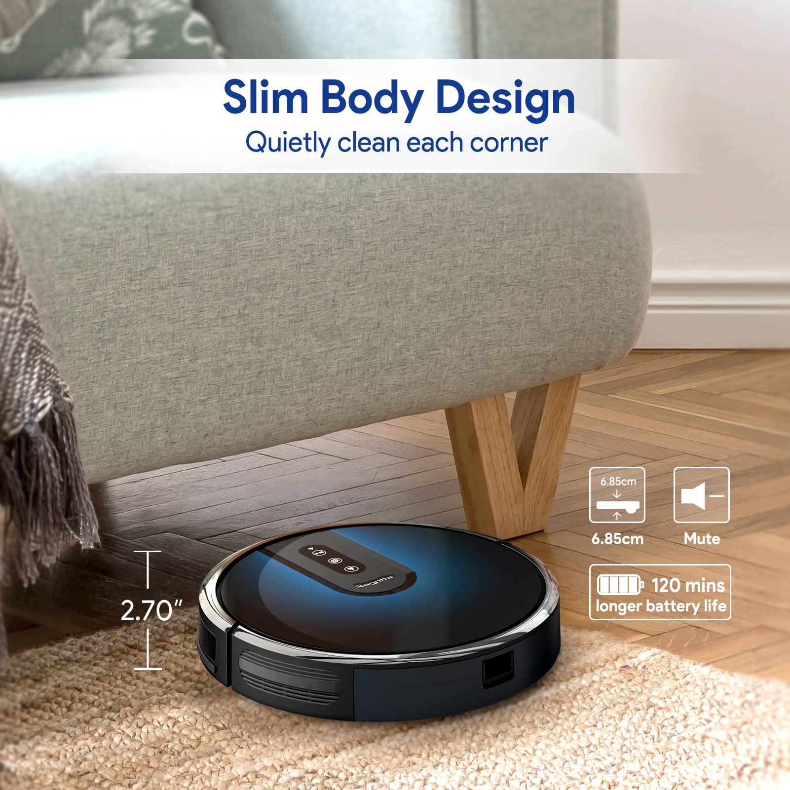 Bagotte Robot Vacuum Cleaner, 4-in-1 Robot Vacuum and Mop, Gyro Navigation, Carpet Automatic Boost,Virtual Boundary, Self-Charging, Alexa/App/WiFi Robot Vacuum for Pet Hair Hard Floor Carpets