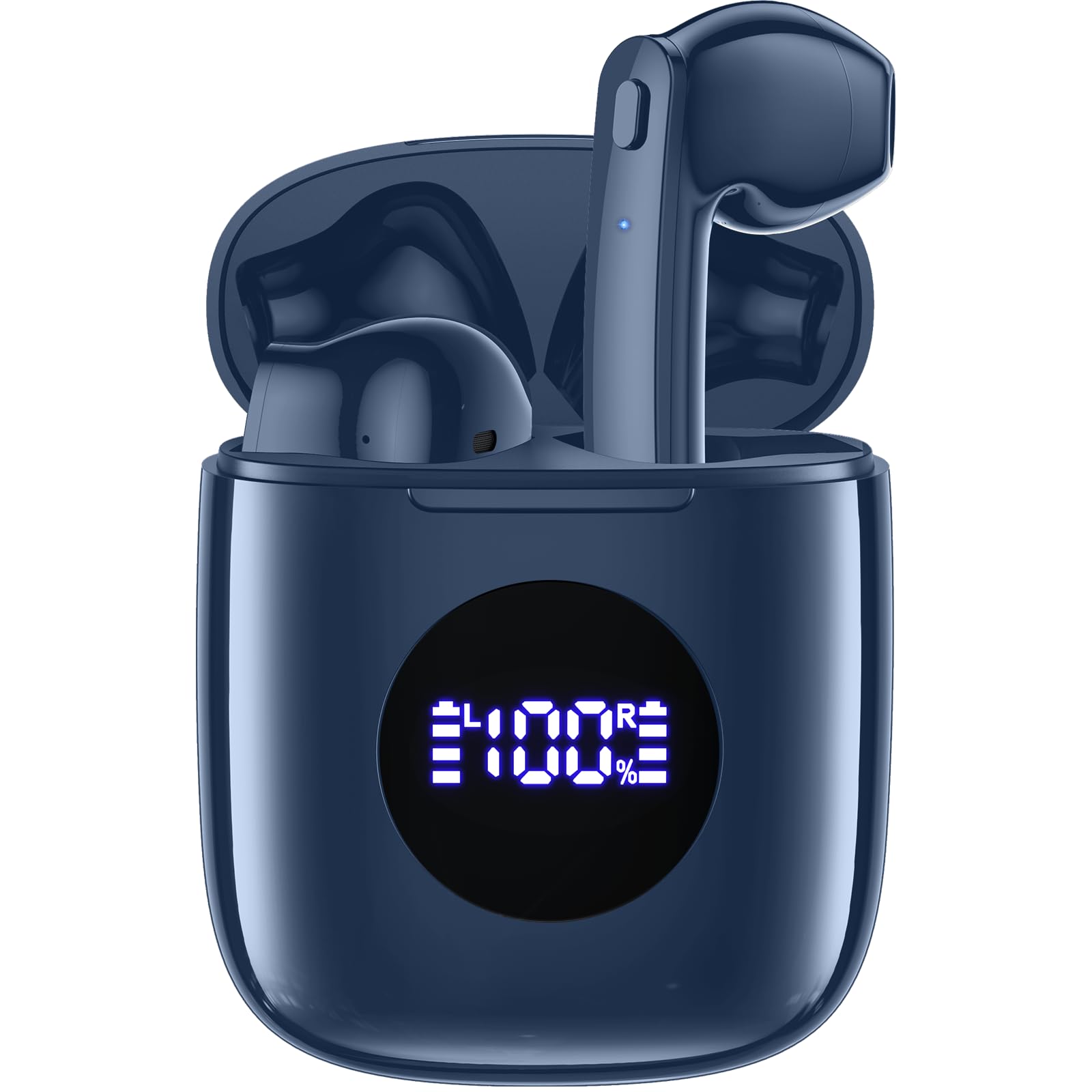 CAPOXO N7 Wireless Earbuds, Bluetooth Earbuds Headphones 78hrs Long Lasting Earphones IPX7 Waterproof Headset with Wireless Charging Case & Built-in Stereo Mic for Android iOS, Blue