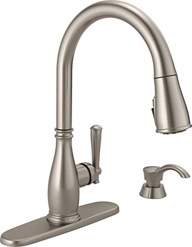 DELTA FAUCET CO 19962-SSSD-DST Stainless Steel Single Pul Kitchen Faucet with Soap Dispenser