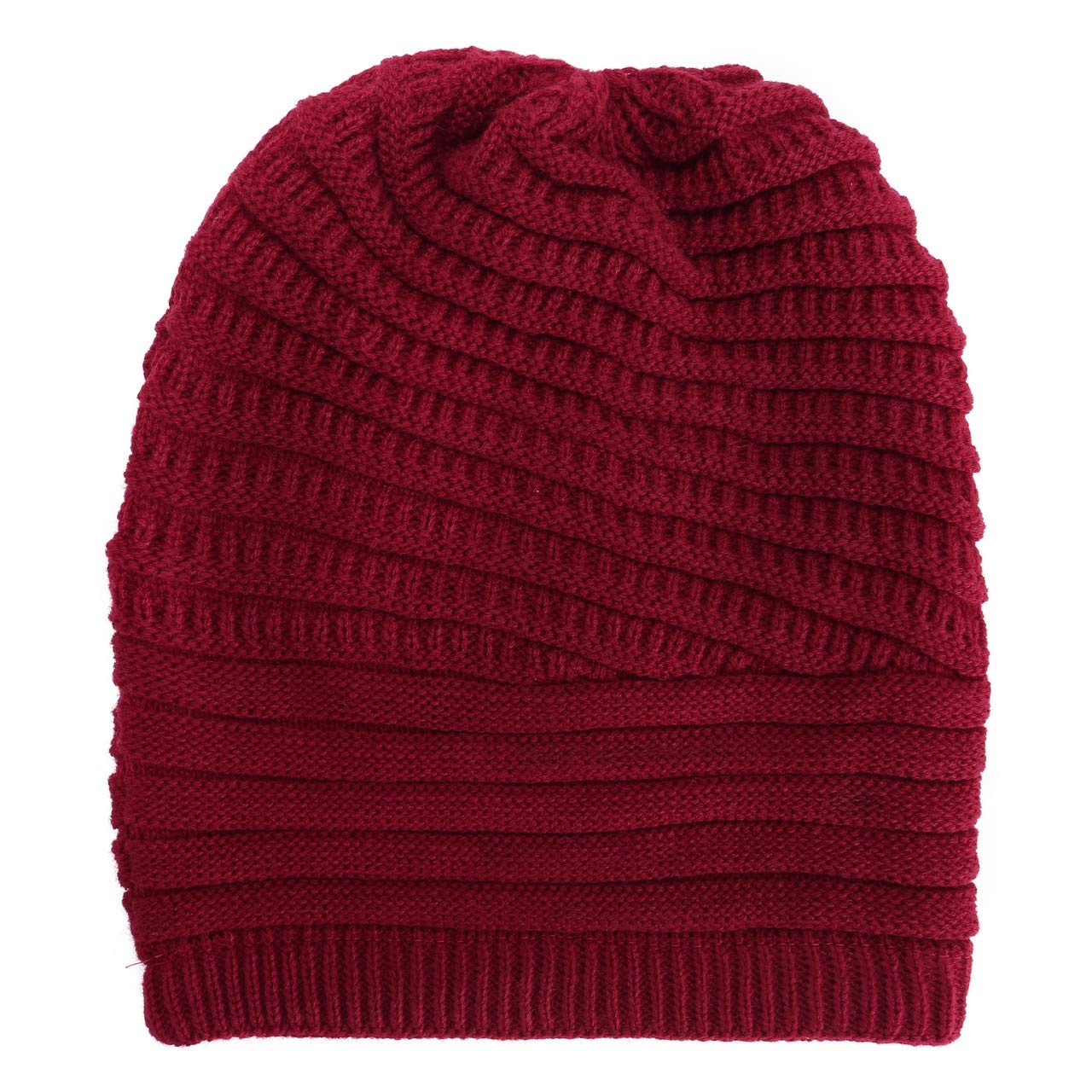 Ayliss Beanie Unisex Winter Cozy Cable Knit Hat for Women/Men (Burgundy)