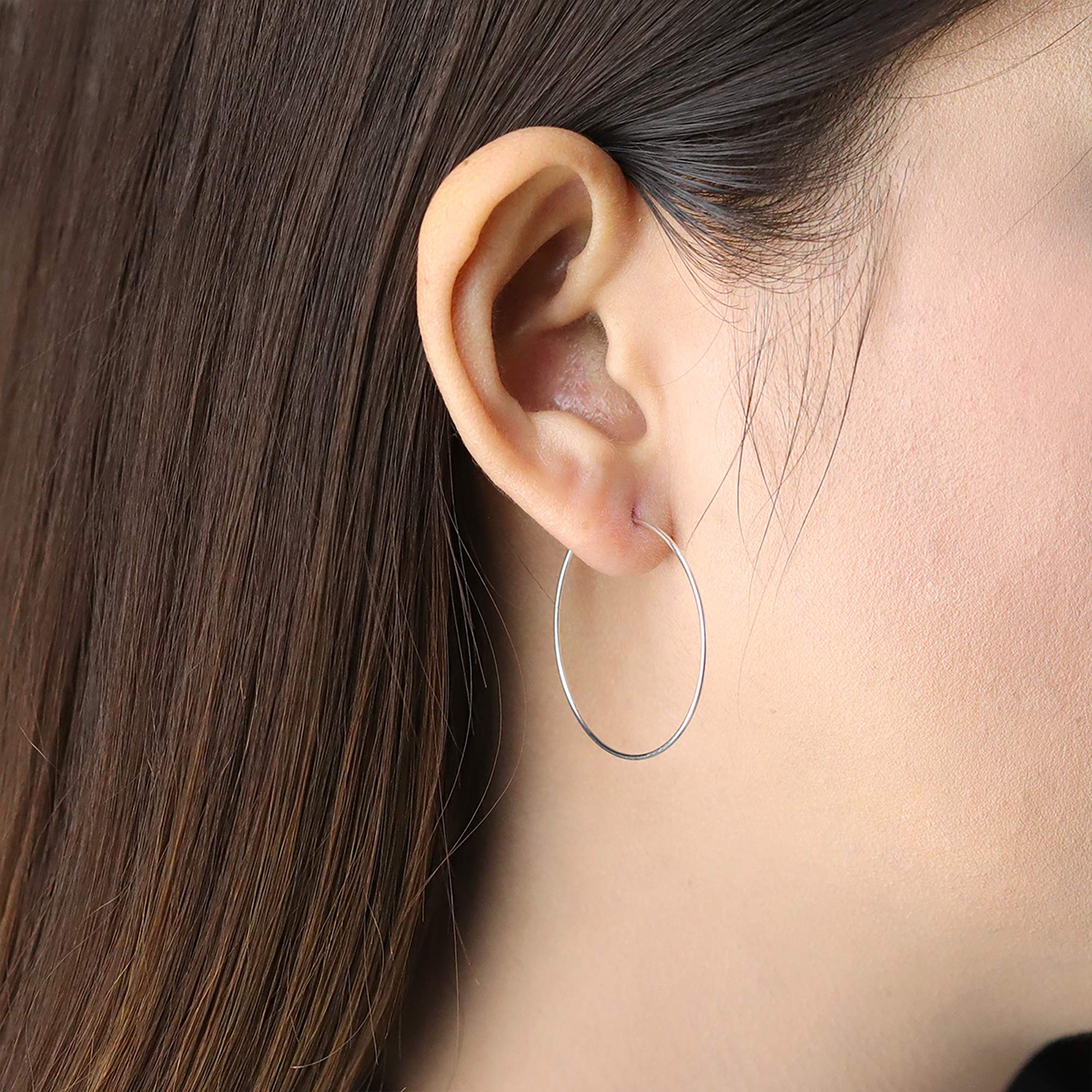 Boma Jewelry Sterling Silver Wire Hoop Earrings (4/5 Inch Hoop)