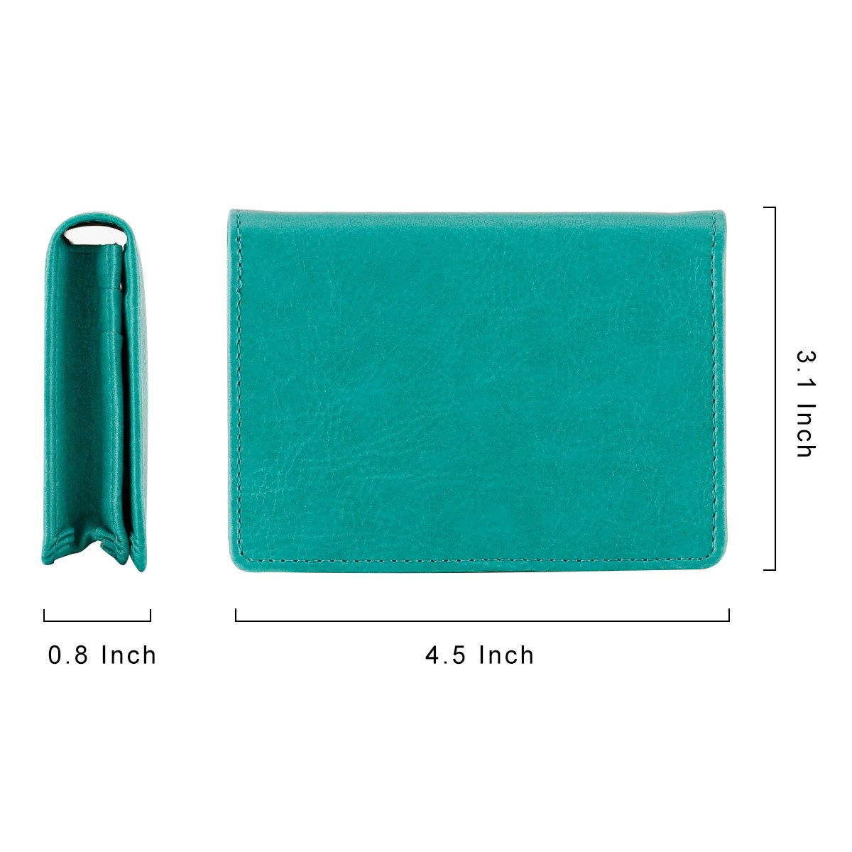 Mini Leather Credit Card Case Small Card Holder Wallet with ID Window for Men and Women (Green)