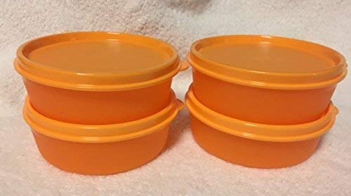 Tupperware LITTLE WONDERS set of 4 Snack Lunch BOWL SET NEW Orange