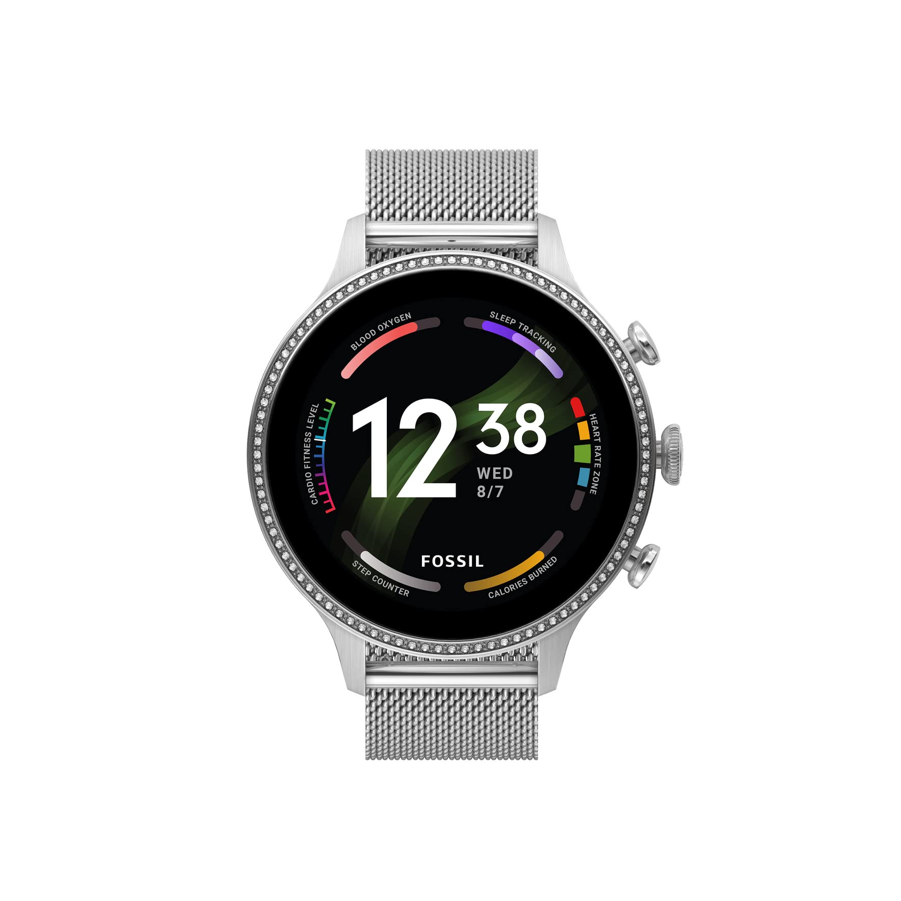 Fossil Unisex Gen 6 42mm Stainless Steel Mesh Touchscreen Smart Watch, Color: Silver (Model: FTW6083V)