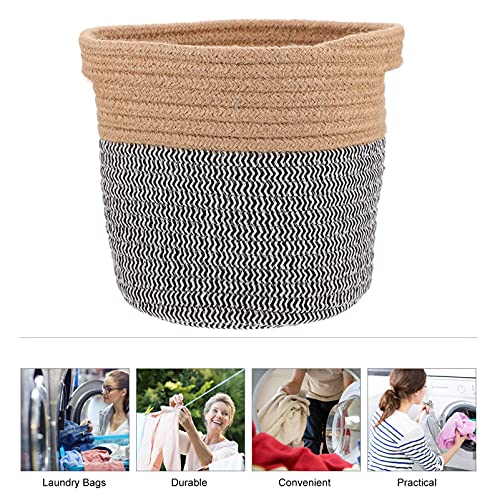 Woven Hamper Collapsible Basket Cotton Rope Woven Basket Large Storage Laundry Plant Pot Cover Decorative Storage Basket for Living Room Bathroom Baskets Nursery Organizer Bins