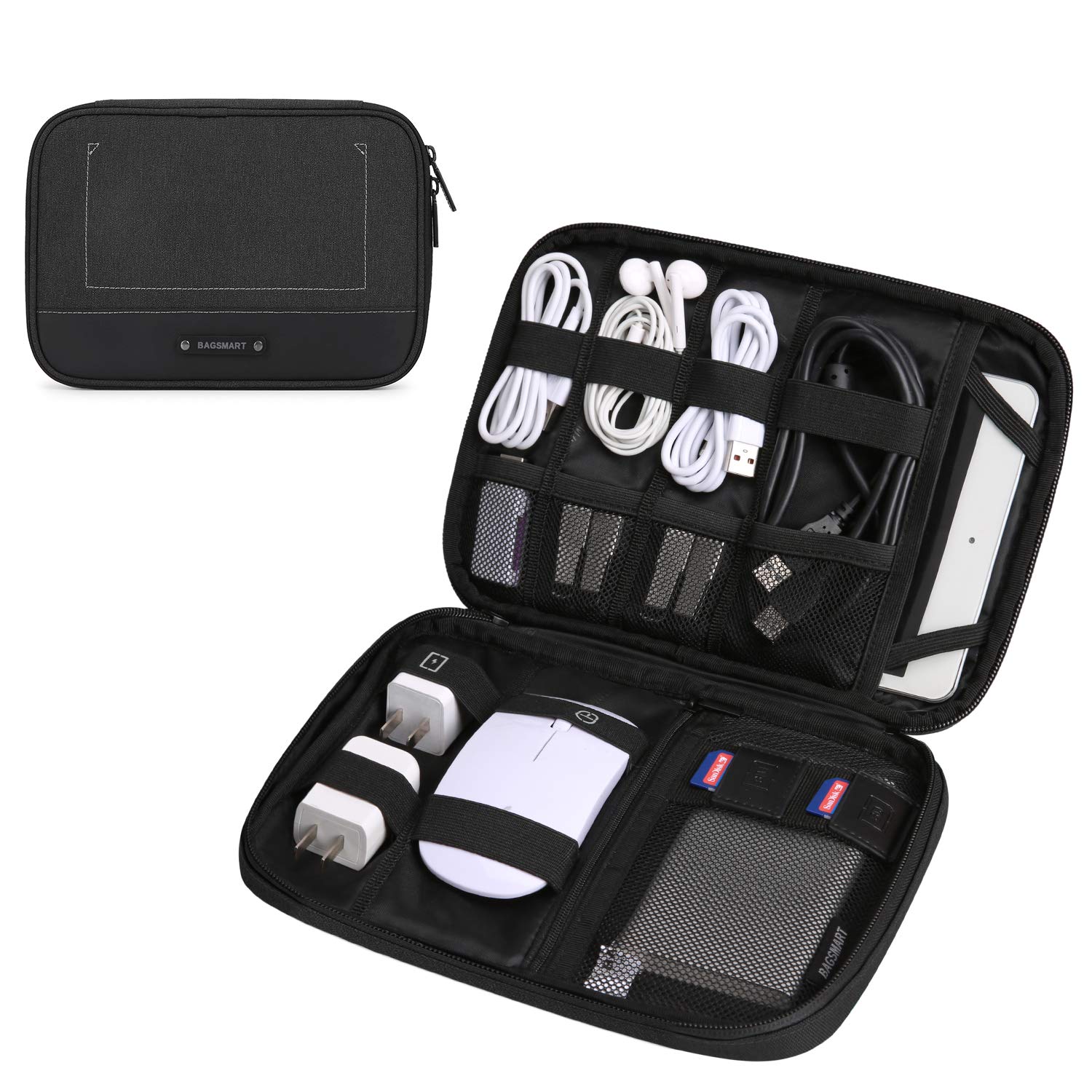 BAGSMART Electronic Organizer Travel Cable Organizer Electronics Accessories Cases for 7.9 Inch iPad Mini, Cables, Chargers, USB, SD Card