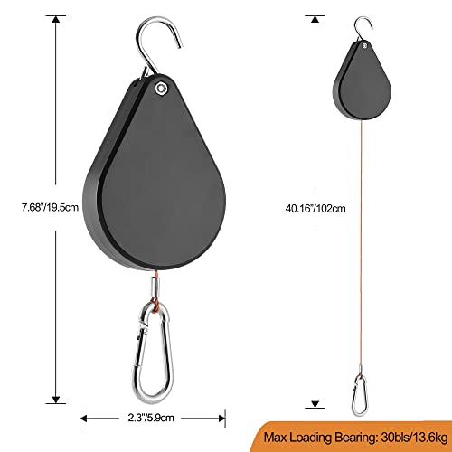 WROSWT Upgraded Retractable Plant Hanger,Plant Pulleys for Hanging Plants,Easy to Raise and Lower,Auto Lock,Heavy Duty, Adjustable Hook for Garden Baskets Pots,Birds Feeder, 3 Pack