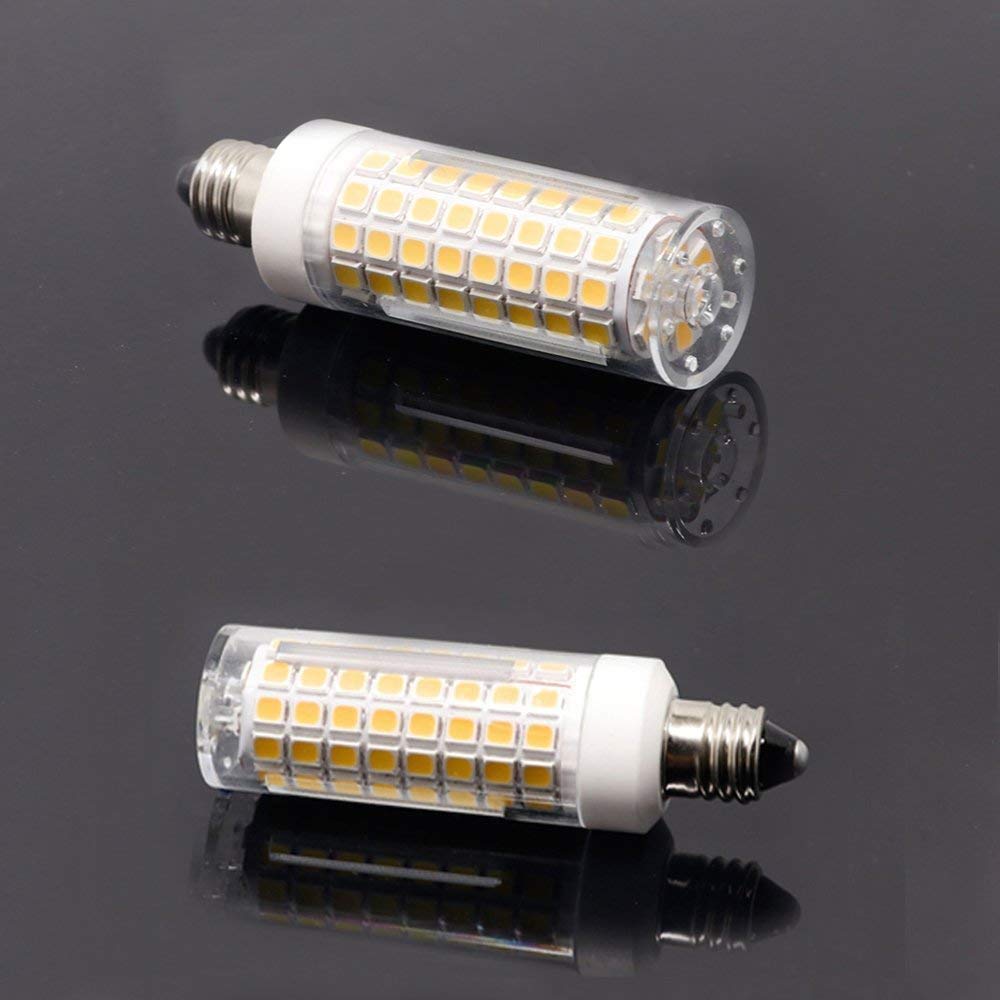 HXMLIHB E11 LED Bulb,JD T3/T4 E11 Mini Candelabra Base,8W Dimmable,80W Halogen Bulb Replacement,800LM,AC110V-130V,Warm White 3000K for Indoor Decorative Lighting(Pack of 2)